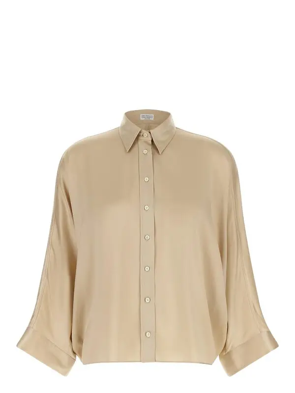 Brunello Cucinelli Monile Satin Shirt - Beige