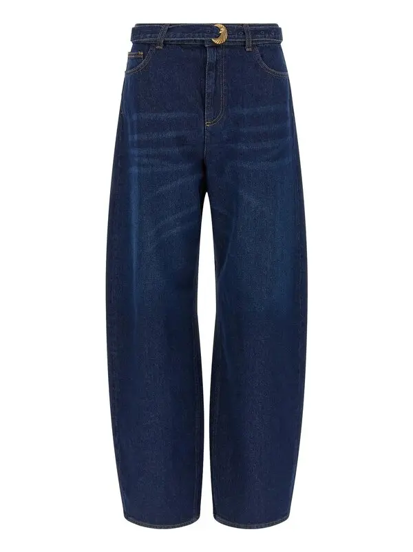 Twin-set High Waist Barrel Jeans - Blue