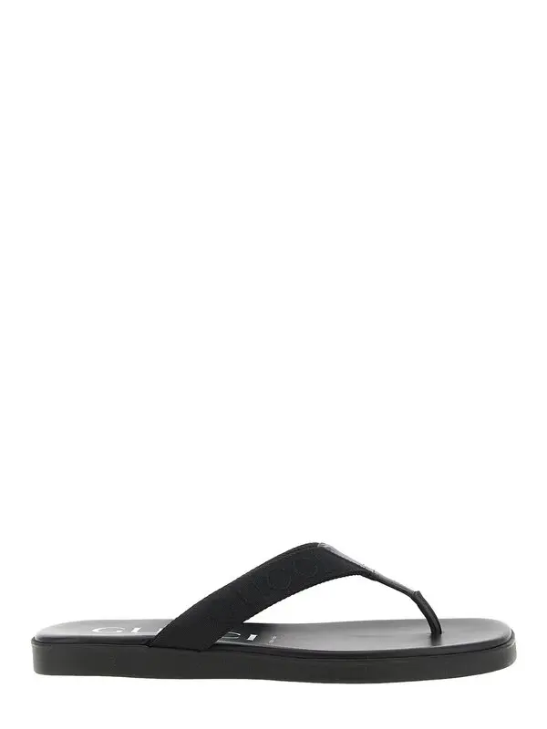 Gucci Jacquard Thong Sandals - Black