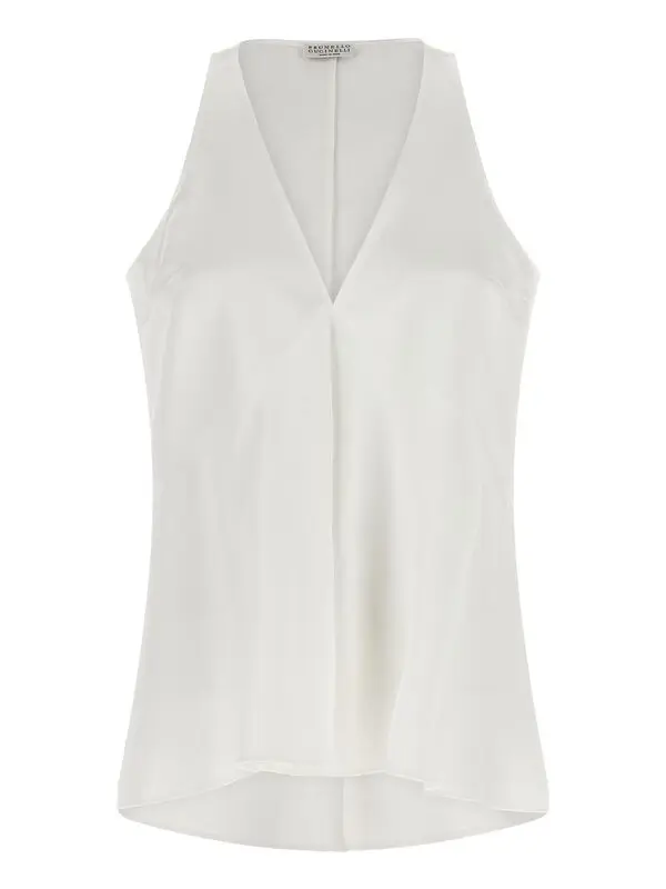 Brunello Cucinelli Top Twill Fluid - White