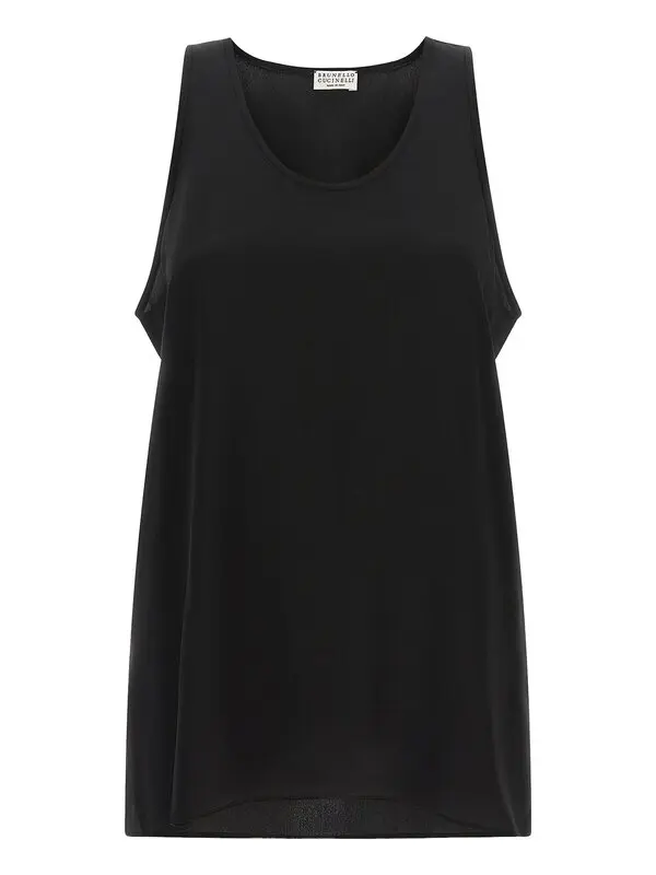 Brunello Cucinelli Monile Silk Top - Black