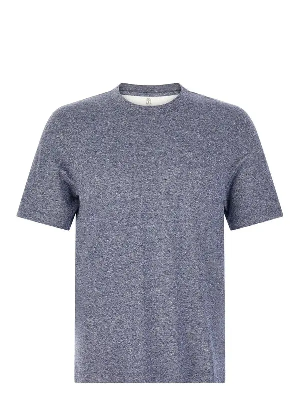 Brunello Cucinelli Mélange Linen Blend T-shirt - Blue
