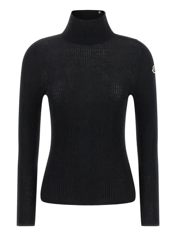Moncler Logo Turtleneck Sweater - Black