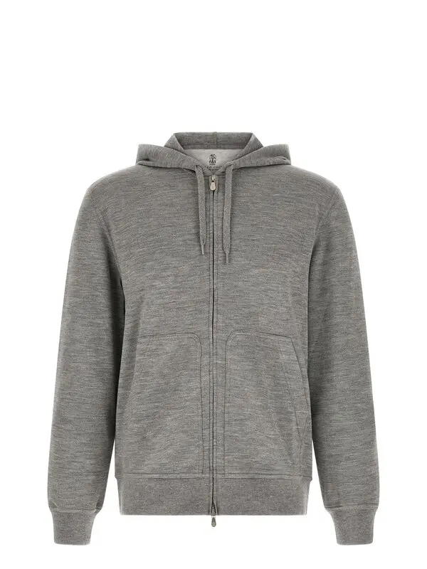 Brunello Cucinelli Cashmere And Silk Hoodie - Gray