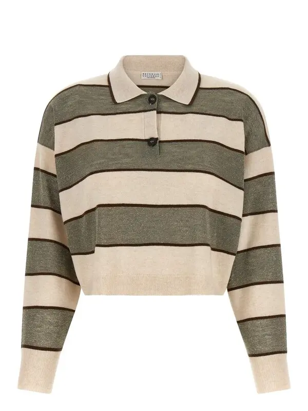 Brunello Cucinelli Sparkling Stripes Polo Shirt - Multi