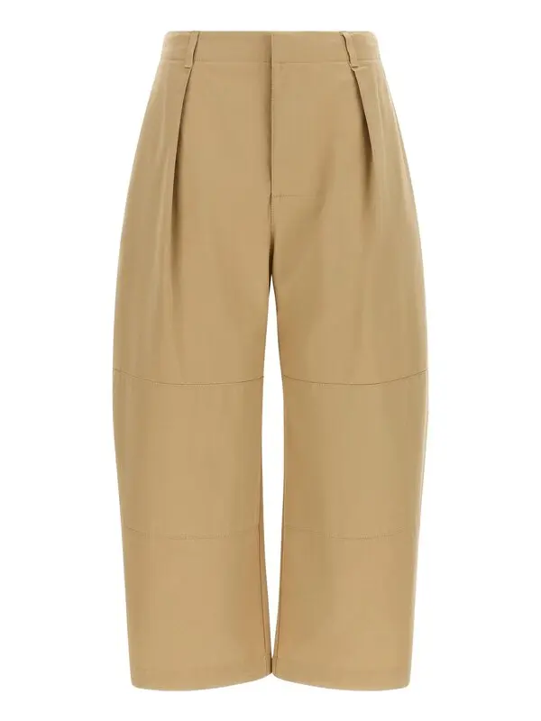 Loewe Balloon-inspired Cotton Cropped Trousers - Beige