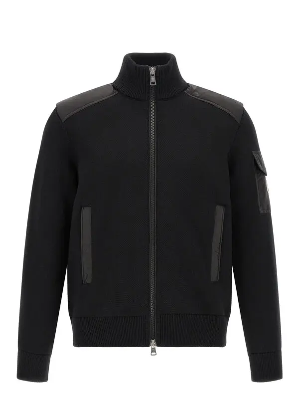 Moncler Padded Wool Zip-up Cardigan - Black