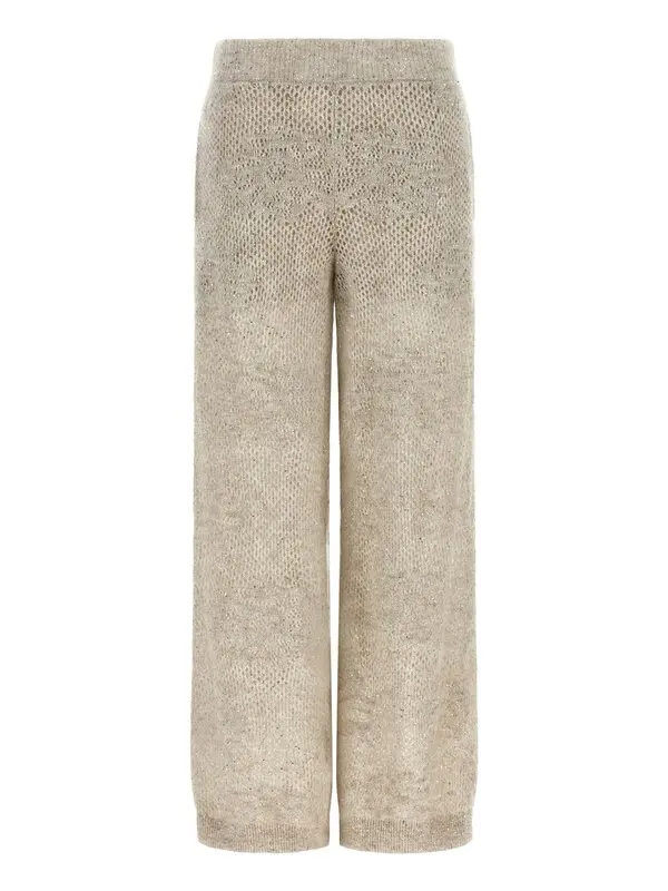 Brunello Cucinelli Dazzling Abstract Leaf Trousers - Beige