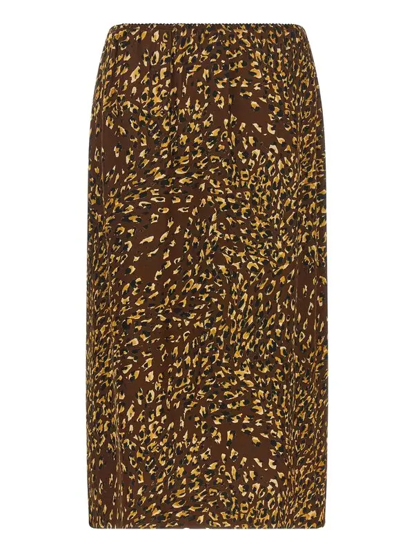 Twin-set Animal Print Midi Skirt - Brown