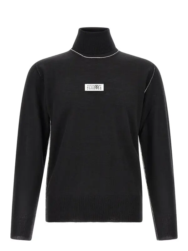 MAISON MARGIELA Turtleneck Sweater With Contrast Stitching - Black