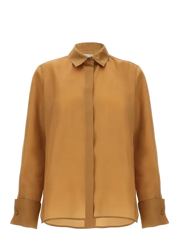 Max Mara Nola Satin Silk Triple Organza Shirt - Beige