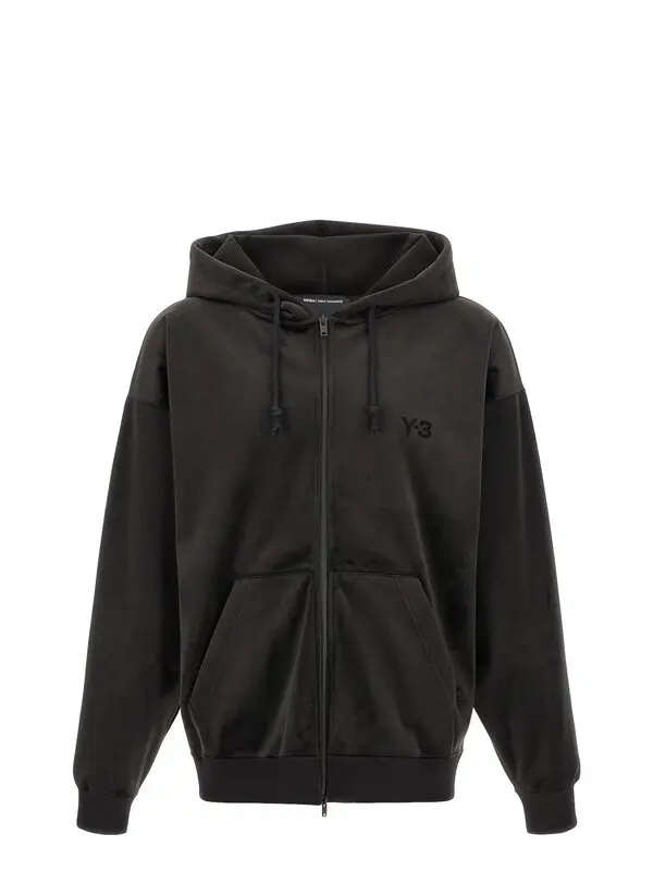 Y3 Velvet Zip Hoodie - Black