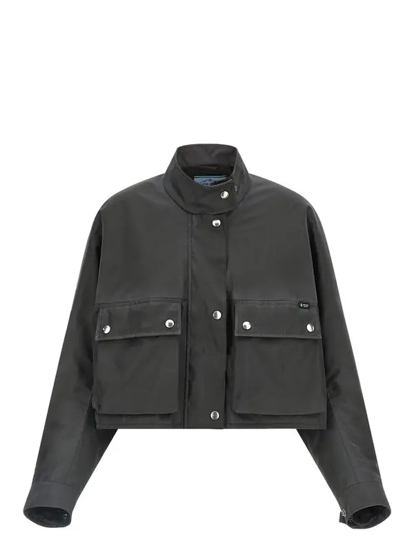 Prada Technical Fabric Cropped Jacket - Gray