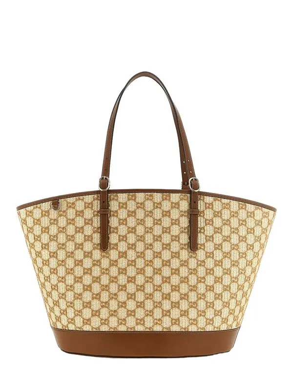 Gucci Large Woven Shopping Bag - Brown