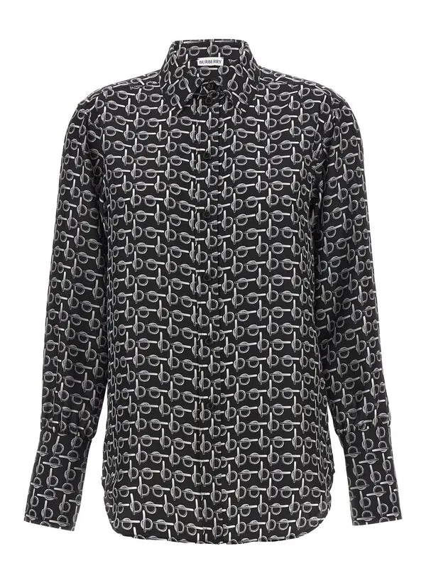 Burberry Silk Monogram Print Shirt - Black