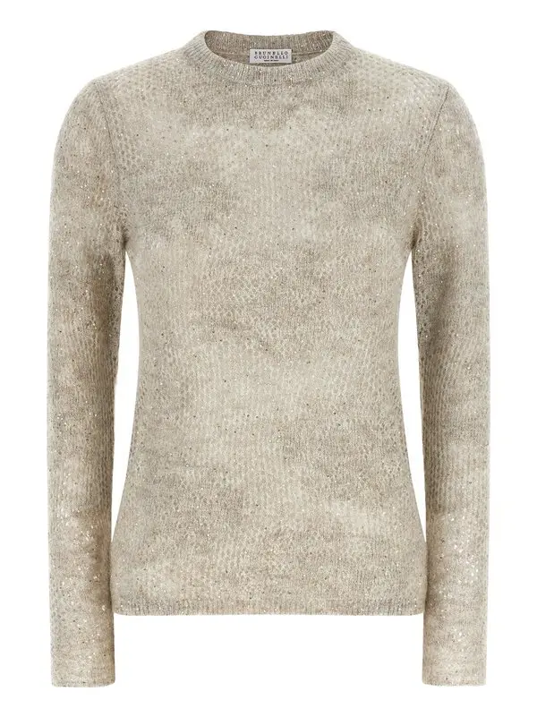 Brunello Cucinelli Flower Lace Sweater - Beige