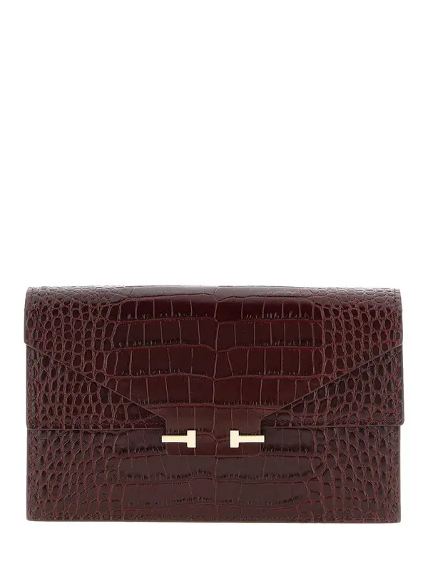 TOM FORD Aube Mini Clutch Bag - Bordeaux