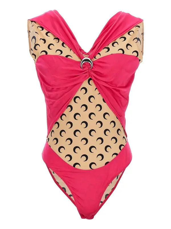 MARINE SERRE Patchwork Logo Suit - Fuchsia