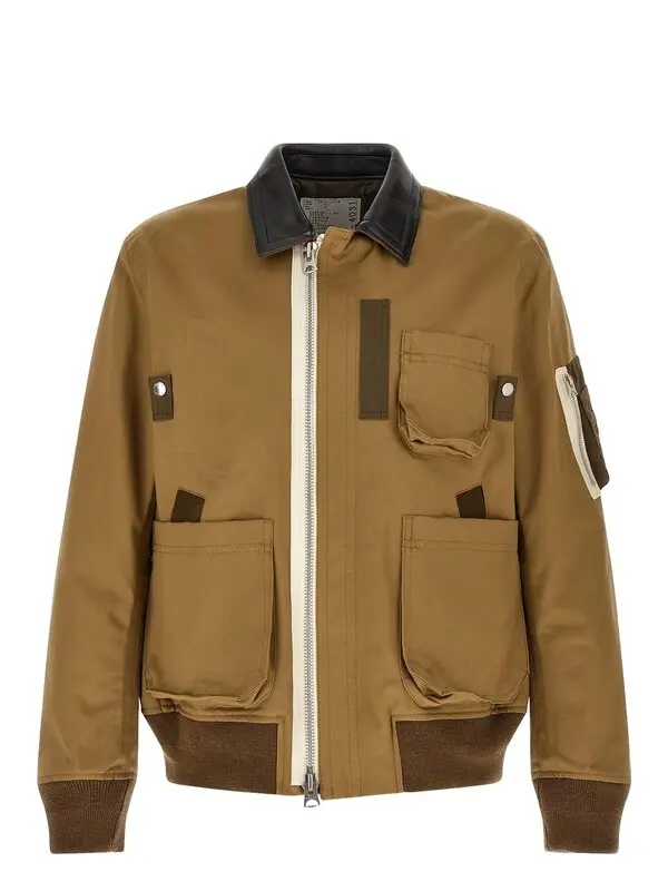Sacai Leather Collar Blouson - Brown