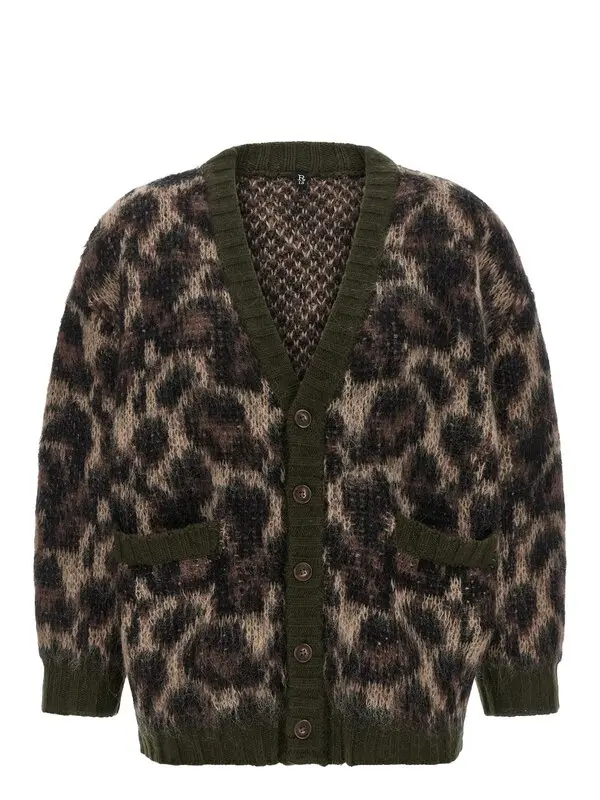 R13 Animal Print Cardigan - Brown