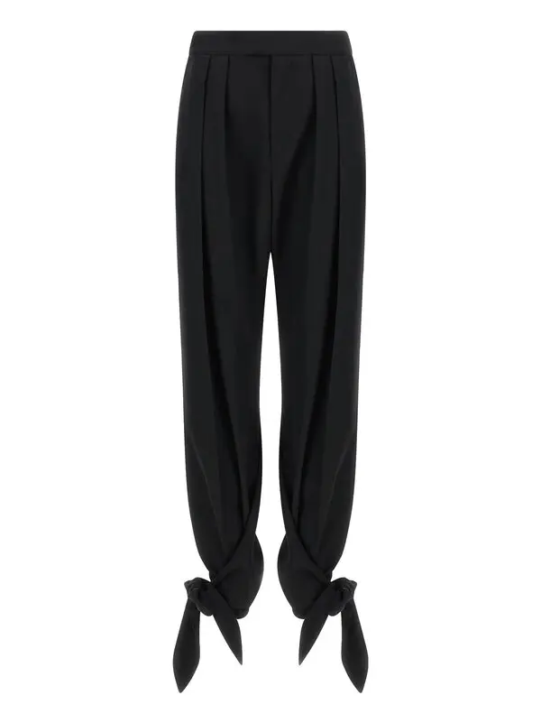 Chloé Wool Tapered Trousers With Tie Hems - Black
