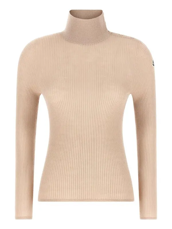 Moncler Textured Wool Turtleneck Sweater - Beige