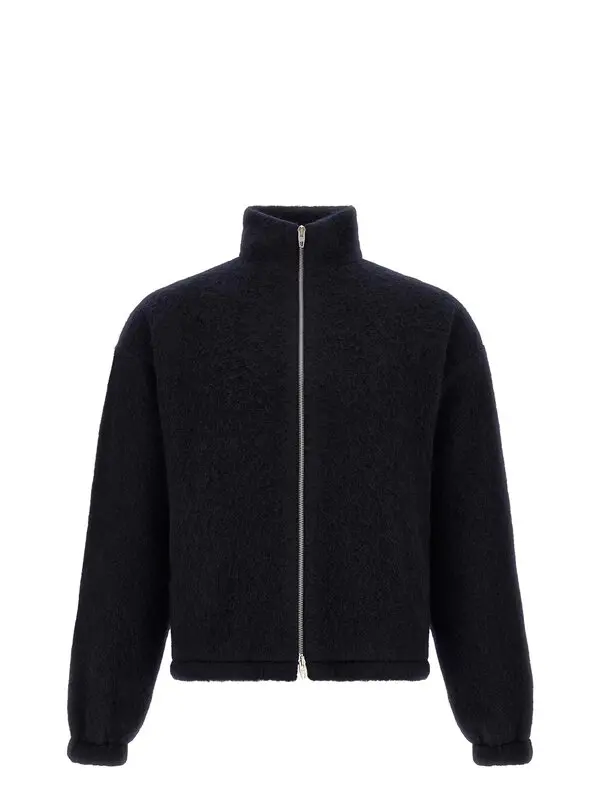 JIL SANDER Zipped Wool Blend Sweatshirt - Blue