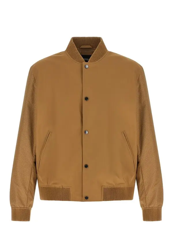 Hugo Boss Monogram Sleeve Bomber Jacket - Beige