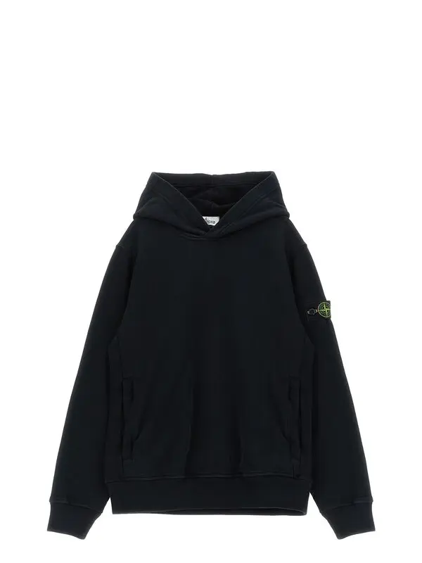 Stone Island Badge Logo Hoodie - Black