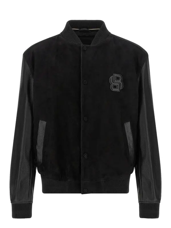 Hugo Boss Leather Bomber Jacket - Black