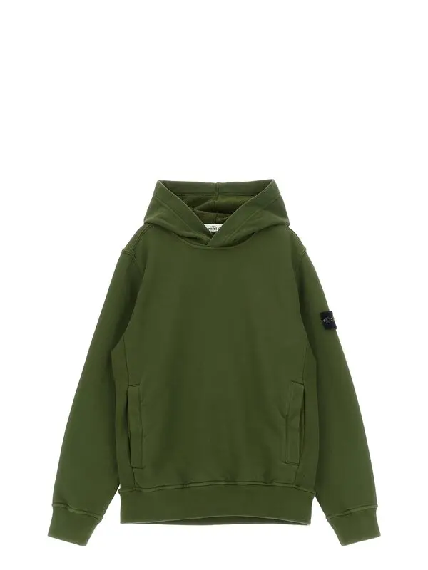 Stone Island Badge Logo Hoodie - Green