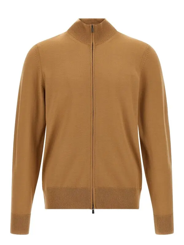 Hugo Boss Shaved Knit Cardigan - Brown