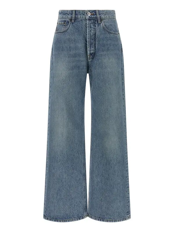 Miu Miu Logo Embroidery Denim Jeans - Blue