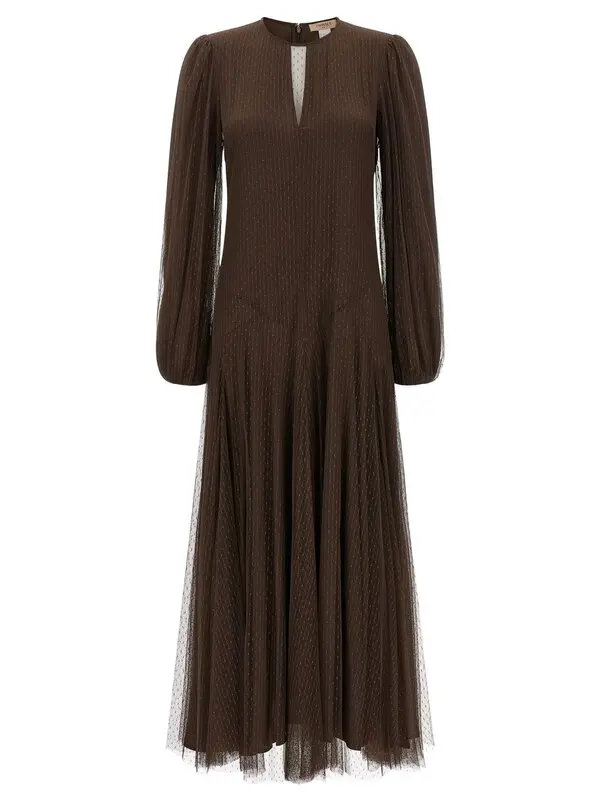 Twin-set Tulle Plumetis Dress - Brown