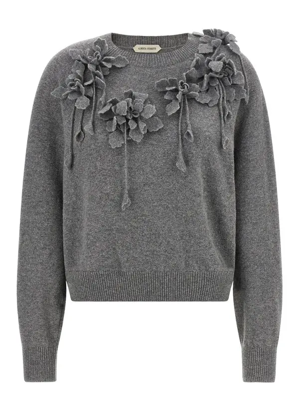 Alberta Ferretti Embroidered Flower Sweater - Gray