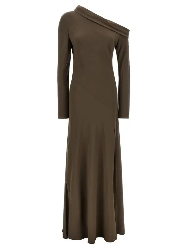 Alberta Ferretti Bare Shoulder Dress - Brown