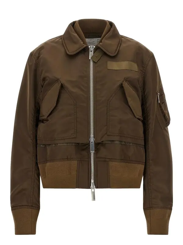 Sacai Double Layer Blouson - Brown
