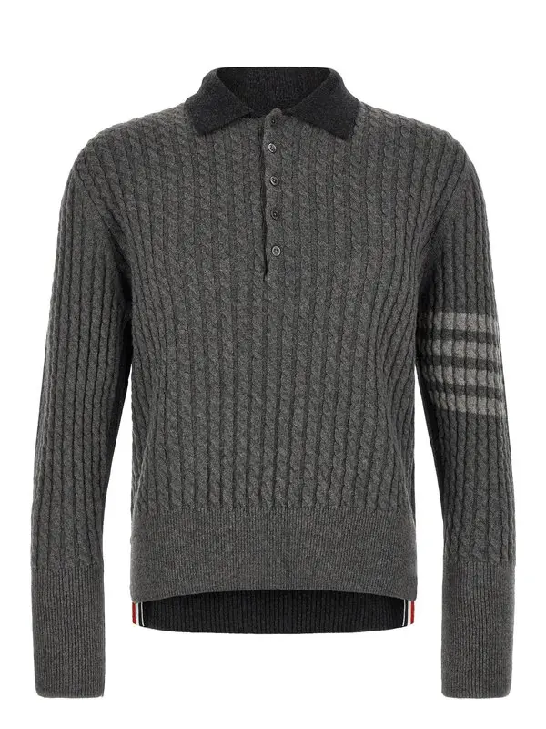 Thom Browne 2-in-1 Trompe L'oeil Polo Shirt - Gray