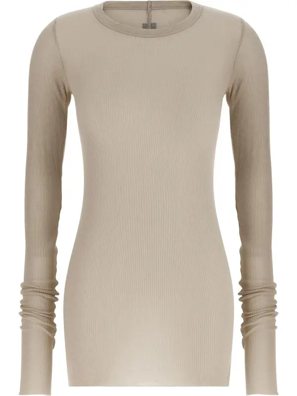 Rick Owens Ribbed Long Sleeve T-shirt - Beige