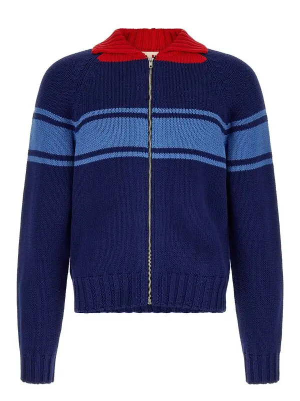 Marni Color Block Details Cardigan - Blue