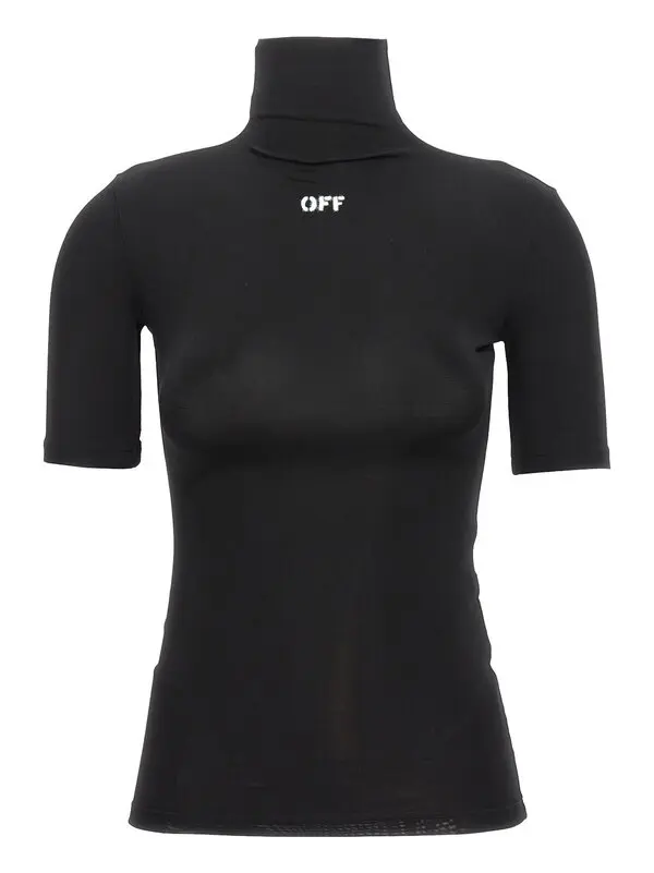 Off-White Off Stamp Logo Stencil Turtleneck T-shirt - Black