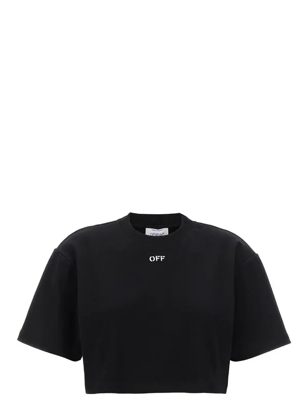 Off-White Off Stamp Cropped T-shirt - Black