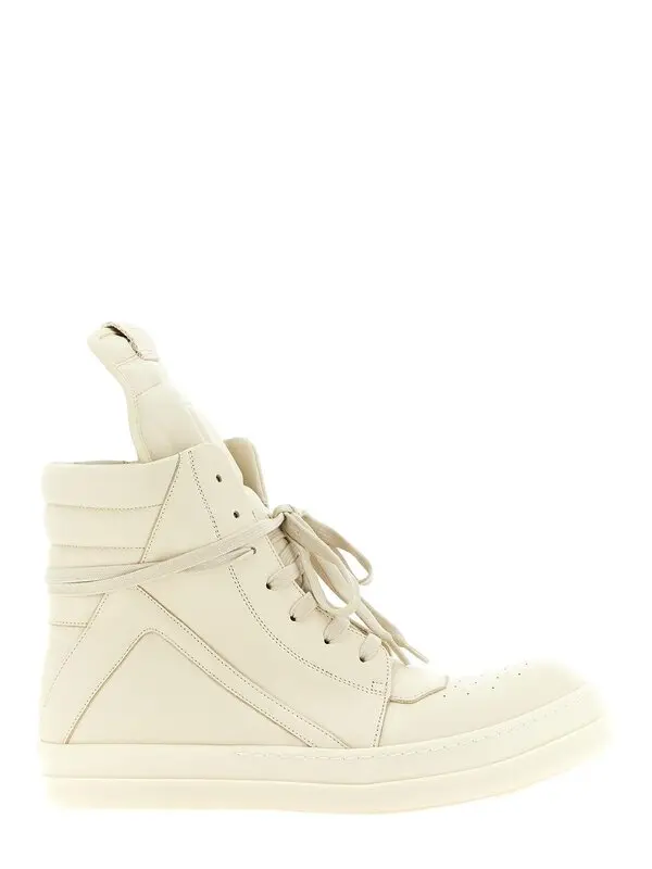 Rick Owens Geobasket Leather Sneakers - White
