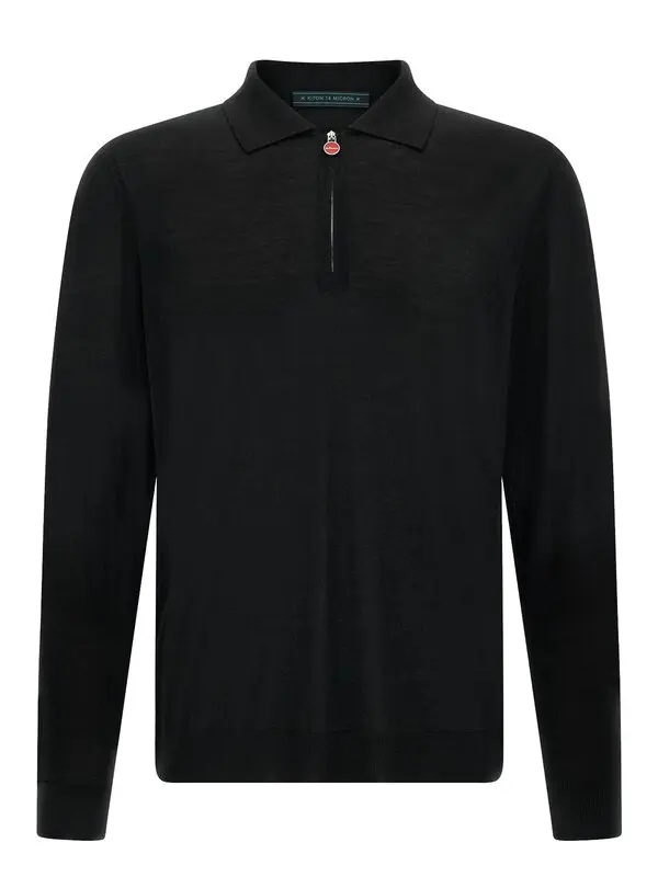 Kiton Wool Polo Shirt 14 Microns - Black