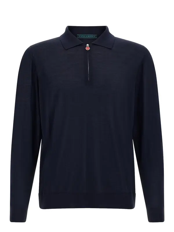 Kiton Wool Polo Shirt 14 Microns - Blue