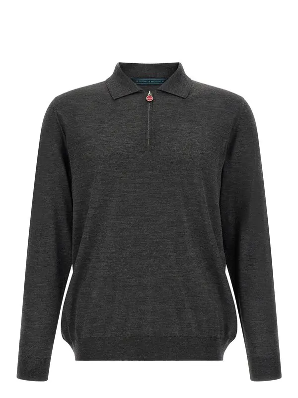 Kiton Wool Polo Shirt 14 Microns - Gray