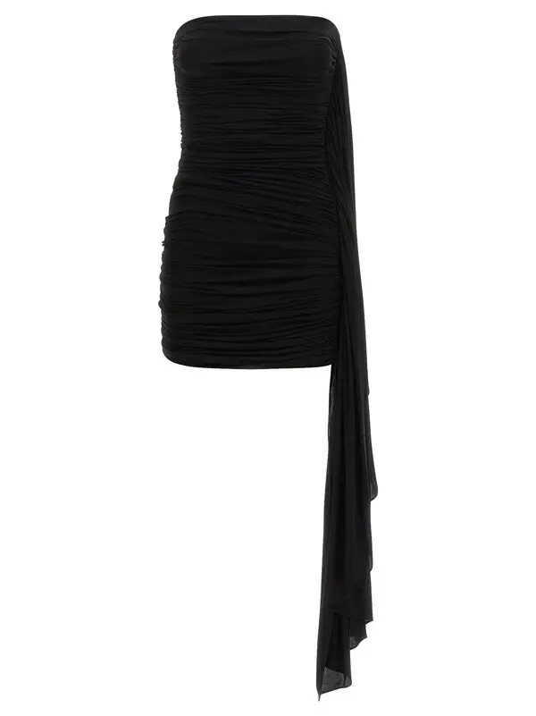 Alexander Wang Asymmetrical Draped Mini Dress - Black
