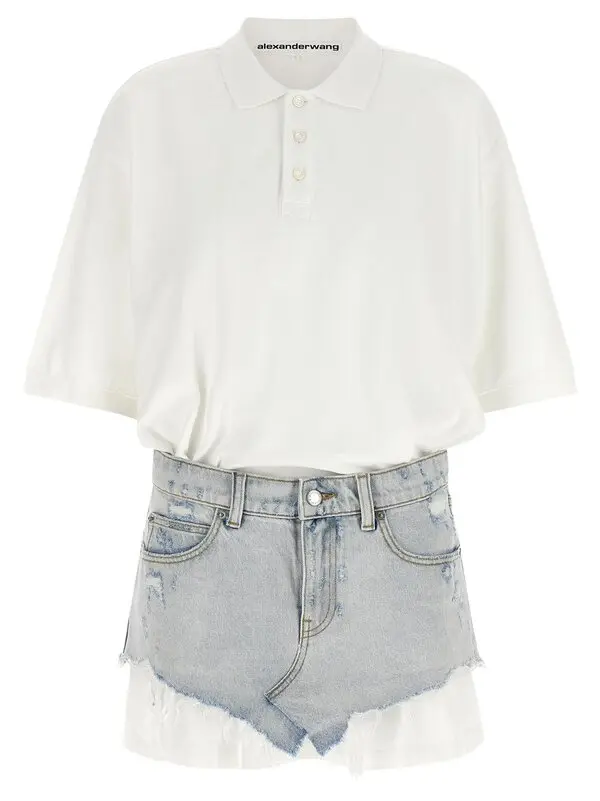 Alexander Wang Denim Skirt Polo Dress - Multi