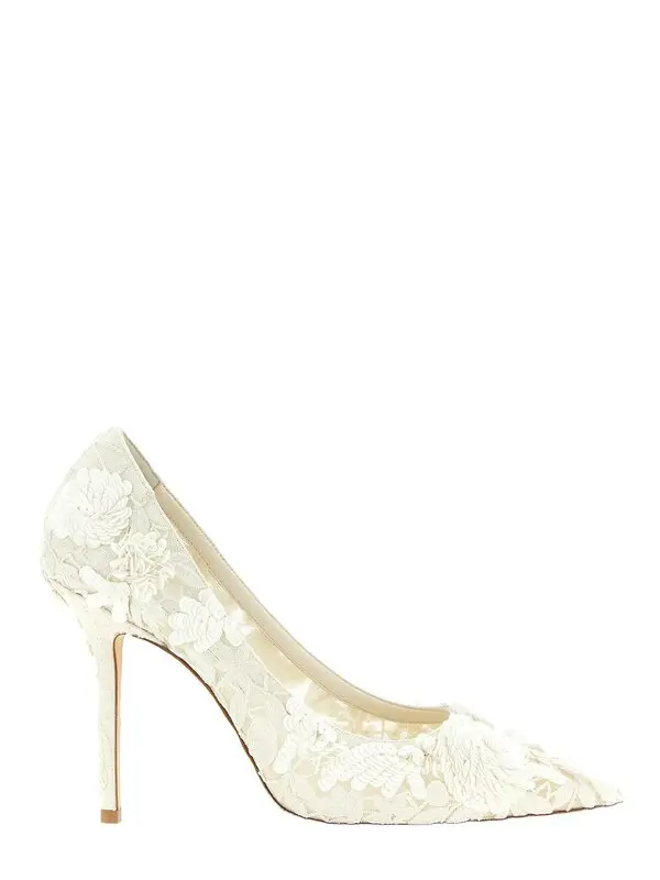 JIMMY CHOO Embroidered Tulle Pumps - Beige