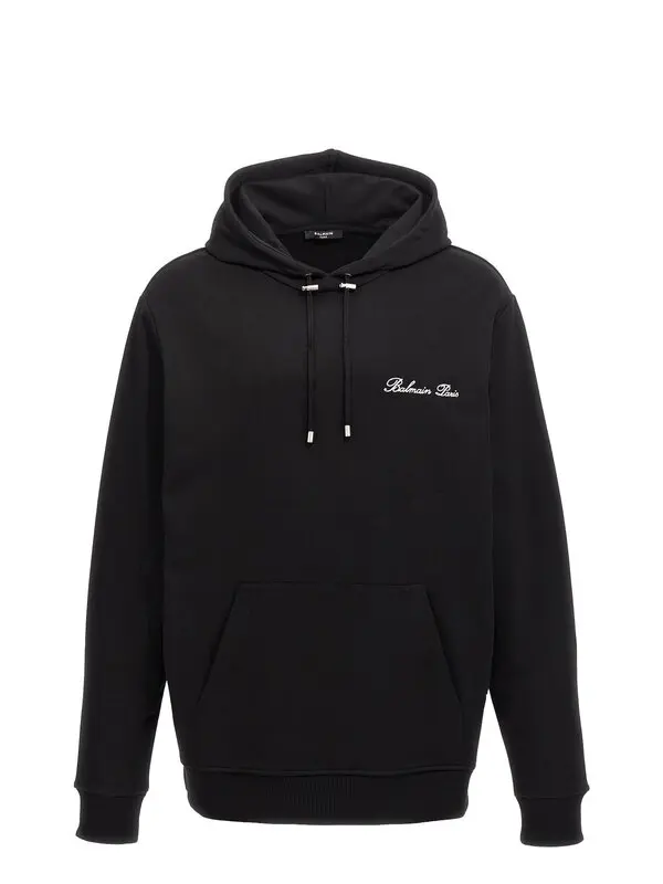 Balmain Signature Cotton Hoodie - Black